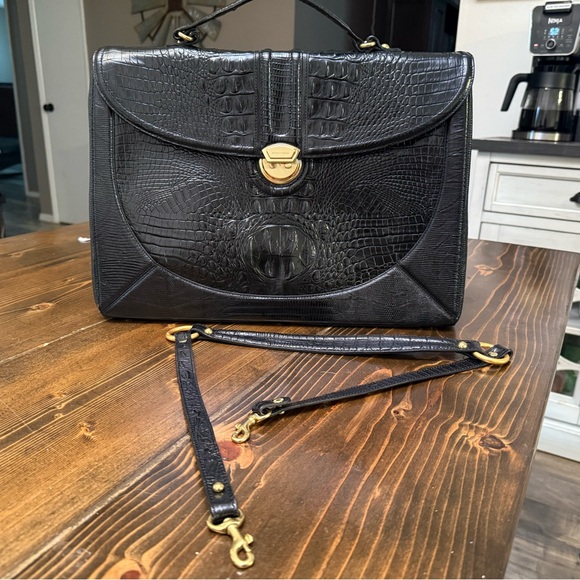 Brahmin | Bags | Elegant Brahmin Black Crocodileembossed Laptop ...